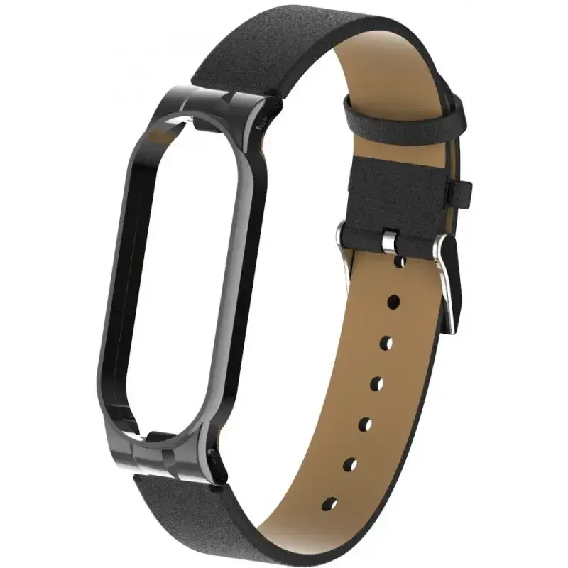Ремешок кожаный для Mi band 5 (чёрный) - самые низкие цены – у нас ...